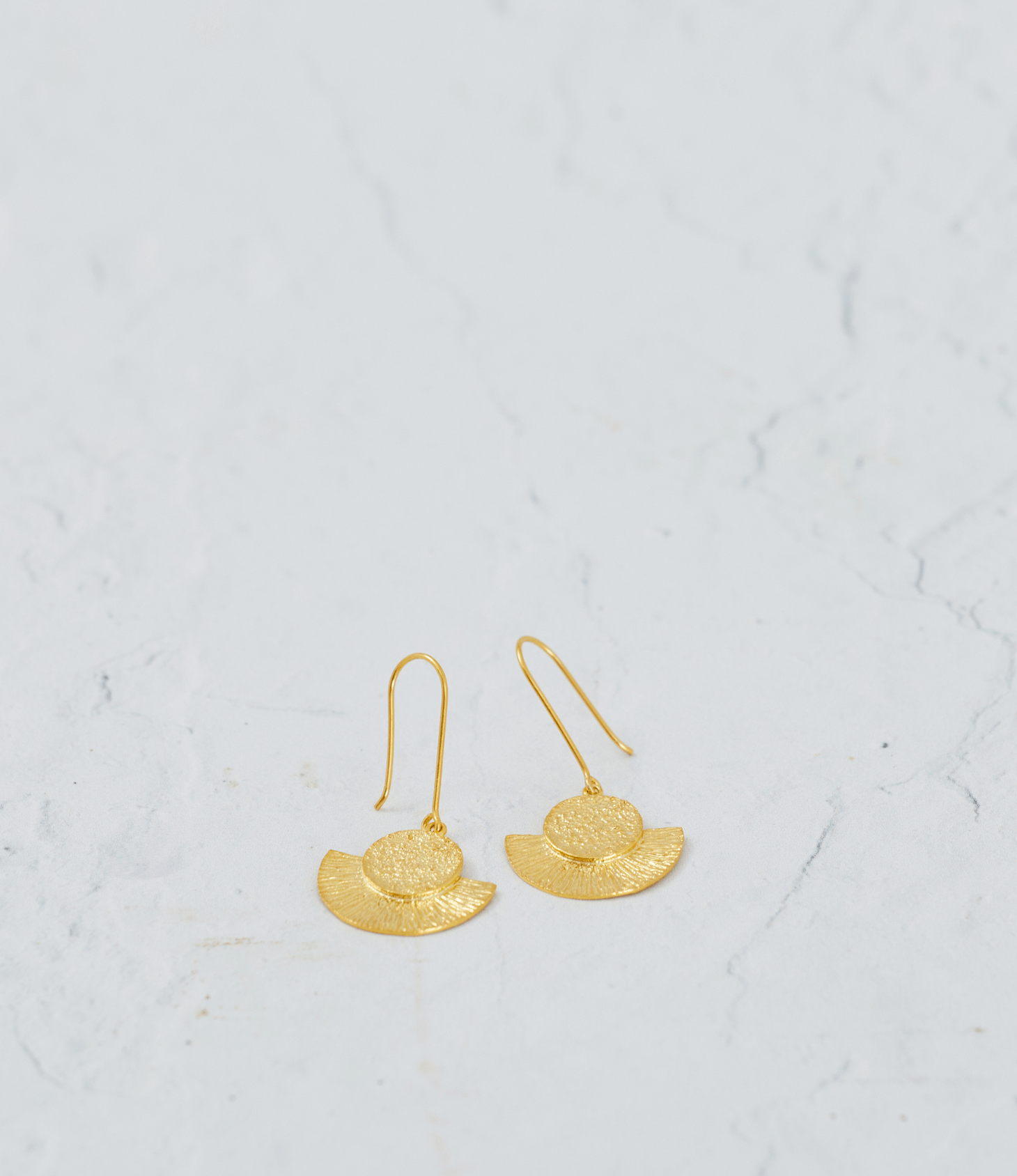 Elegant Half Fan Gold-Plated Silver Earrings