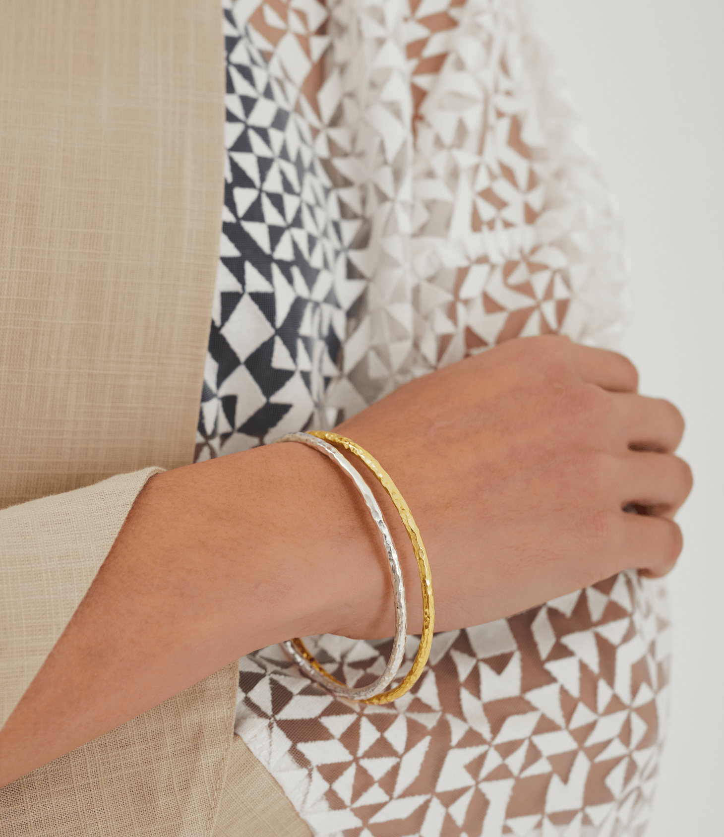 Silver and Gold Bangle | Elegant Gold Plated